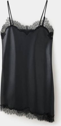 Mango Robe style lingerie simili-cuir noir - Femme - S - MANGO