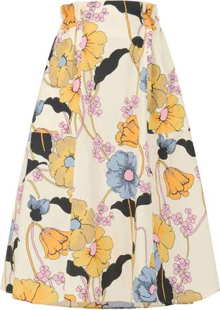 Marni flared floral midi skirt - Nude