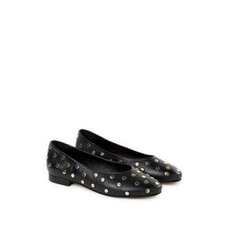 Saison 1865 Ballerines Dandy clout&eacute;es en cuir