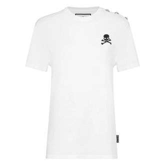 Philipp Plein T-Shirt Skull & Bones - - Tops - Damen - Wei&szlig; - L