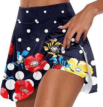 Generic Jupe Short Femme Ete Fluide,Jupe Short Femme Ete Casual Sport Jupe Tennis Femme Shorts de Sport Running Yoga Legging &Eacute;lastique Pants Activewear Couleu