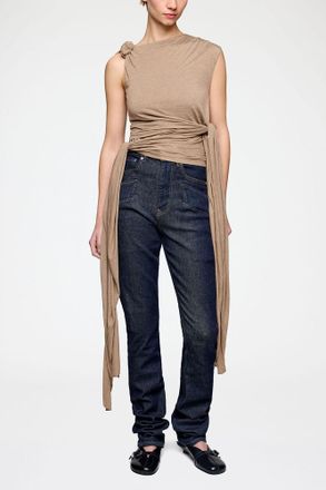 Ganni Coca Mocha Oberteil in beige aus Jersey Viskose - Gr&ouml;&szlig;e 32
