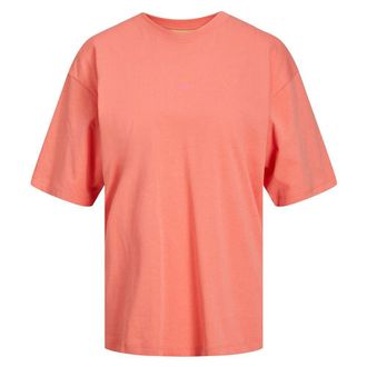 Jack & Jones Damen Jxandrea Loose Ss Every Logo Tee Noos, Peach Echo/Print:carmine Rose Logo, M