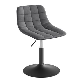 Woltu Schminktisch Stuhl Hocker für Schminktisch, Schlafzimmer & Esszimmer - Höhenverstellbar, 360° Drehbar mit Rückenlehne, aus Bequemer Samt, Dunkelgrau