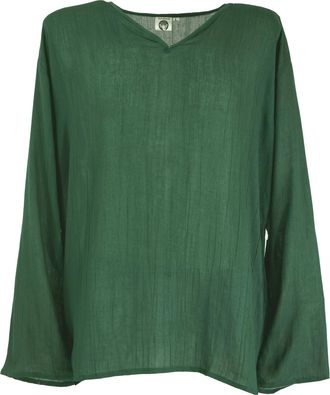 Guru Shop Yoga Hemd, Goa Hemd, Freizeithemd - Tannengr&uuml;n, Herren, Synthetisch, Size:XXL