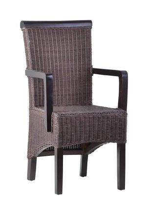 MiaM&ouml;bel Armlehnstuhl Rattan 53x98x49 cm Modern Massivholz Rattan Mahagoni Braun