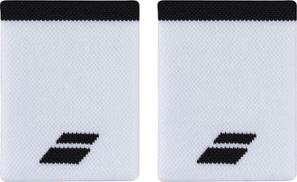 Babolat Schwei&szlig;band Modell Logo Jumbo Wristband, Einheitsgr&ouml;&szlig;e, Farbe Wei&szlig;/Schwarz, Schnelle Schwei&szlig;aufnahme, Breite 10,5 cm, Handgelenkband f&uuml;r Fitnessstudio