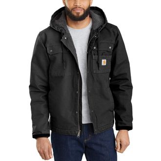 Carhartt Work in Progress Herren, Lockere Arbeitsjacke aus ausgewaschenem Segelleinen mit Sherpa-Futter, Schwarz, XXL
