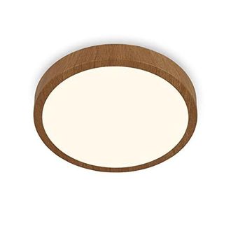 Briloner Leuchten - Deckenlampe LED, Deckenleuchte Holz, warmwei&szlig;es Licht, Aufbaulampe, Aufbauleuchte, Holzoptik, &Oslash;380x50 mm, 3725-014, Holzfarben
