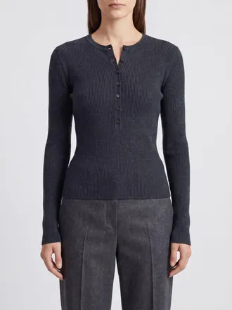 Lisa Yang Polo en maille slim fit c&ocirc;tel&eacute; en m&eacute;lange de coton et cachemire