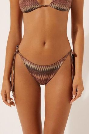 Calzedonia Brazilian-bikinihose Mit Schmalen B&auml;ndchen Golden Chevron Braun