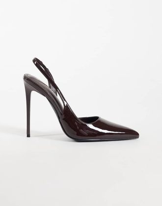 Simmi London Simmi London Arabella escarpins &agrave; bride arri&egrave;re &agrave; talon en PU marron verni