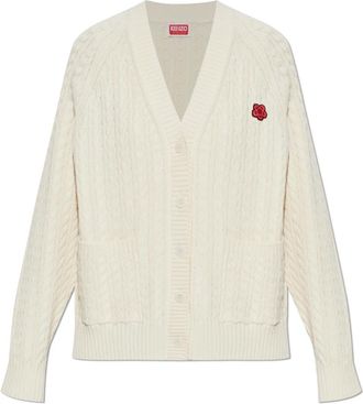 Kenzo Femme, Pulls, Beige, Taille: 44 FR Cardigan avec Patch