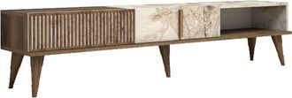 Hanah Home Meuble TV en bois Milan - 180 x 35 x 40 cm - NoyerBlanc