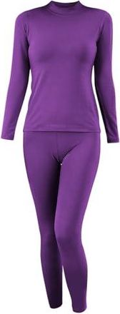 Generic Sous-v&ecirc;tements thermiques fins pour femmes, sous-v&ecirc;tements chauds &agrave; col rond, couches de base douces, ensemble de couches de base thermiques, ensemble