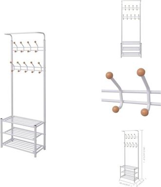 vidaXL Kleiderhaken & Garderobenständer - Living Garderobe mit Schuhablage 68×32×182,5 cm Weiß - Weiß
