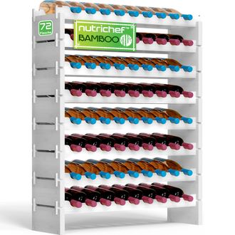 Nutrichef NutriChef Stapelbares Bambus-Weinregal 8-st&ouml;ckig 72 Flaschen Kapazit&auml;t Freistehendes Regal Werkzeugfreie Montage Modulares Display-Regal f&uuml;r K&uuml;che & K