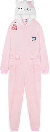 Hello Kitty Sanrio Pyjama Combinaison Femme et Ado en Polaire avec Capuche, Anime Grenouillère Douce, Idée Cadeau Femme (2XL, Rose)