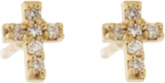 Brillaxis Boucles doreilles croix or jaune 18 carats diamants