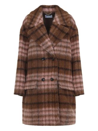 Moschino manteau croisé à carreaux - Marron