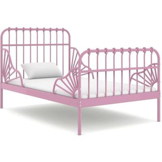 vidaXL Vidaxl - Cadre de lit extensible Rose M&eacute;tal 80x130/200 cm