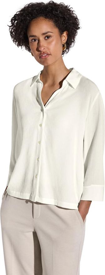 Damen A345664 Crinkle-Hemdbluse, Off White, 44