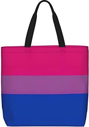 Generic Sac Fourre-Tout Fiert&eacute; Bisexuelle Sac Tissu R&eacute;utilisable Personnaliser Sacs En Toile Pour Femmes, Pour &Eacute;cole, Femmes, Tous Les Jours, Voyage
