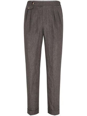 Brunello Cucinelli pantalon de costume en lin - Gris