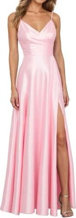 Generic Robe Soiree Femme Chic Robe Cocktail Robe de Soirée Longue Sexy À Col Halter Et Fentes pour Femmerobe de Soirée Robe de Bal