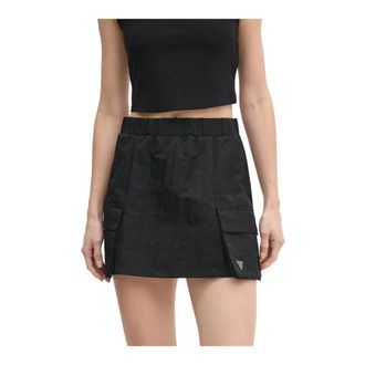 Guess Femme, Jupes, Noir, Taille: 38 FR Jupe Taille Élastique - Nylon Noir