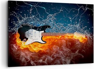 Arttor Wandbilder Dekoration Wohnzimmer Gitarre Instrument Musik Bilder auf Leinwand 120x80cm Leinwandbild Schlafzimmer K&uuml;che Deko Wand Kunstdruck Art Gro&szlig; X