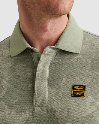 PME Legend Poloshirt Short sleeve polo printed two tone pique mit Logo Stickerei