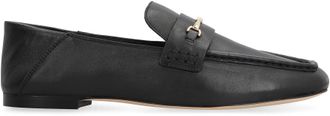 Michael Michael Kors Womens Lena Leather Loafers Black Goatskin