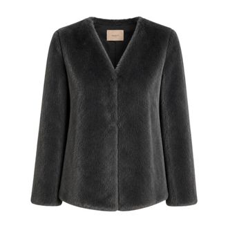 Twinset Jacke aus Kunstpelz & Lammfellimitat - - Jackets - Damen - Schwarzk - M