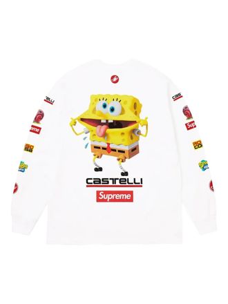 SUPREME x SpongeBob x Castelli Racing t-shirt à manches longues - Blanc