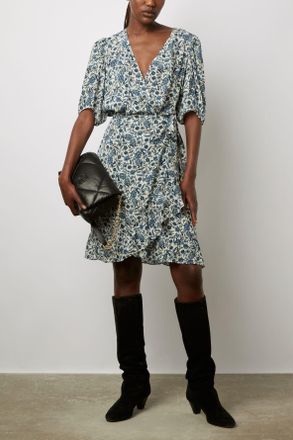 Gerard Darel Robe courte portefeuille imprim&eacute; cachemire - JESABELLE - Indigo