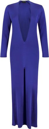Tom Ford Femme, Robes, Bleu, Taille: 40 FR Robe de soir&eacute;e en maille fine &agrave; col plongeant et devant montant