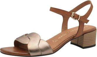Marco Tozzi Damen Sandalen mit Absatz aus Leder mit Schlie&szlig;e, Metallisch (Rose met. Comb), 39 EU
