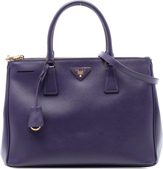 Prada Purple Medium Saffiano Lux Galleria Double Zip Satchel
