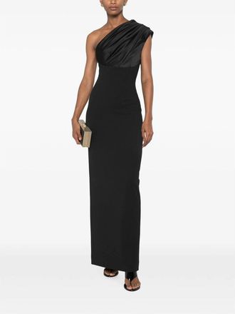 Solace London One-Shoulder Draped Dress - Black