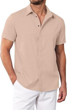 Generic Polo en lin pour homme - Chemises &agrave; manches courtes - Blanc - Coupe ajust&eacute;e - T-shirt en coton pour homme - Polo &agrave; manches courtes - T-shirt de gym &agrave; 
