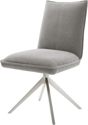 DELIFE Esszimmerstuhl Lelio-Flex Kreuzgestell breit Edelstahl Strukturstoff Soft Grau 360&deg; drehbar Wippfunktion Taschenfederkern