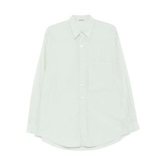 Auralee Homme, Chemises, Vert, Taille: L Chemise en Popeline de Coton Super Fine