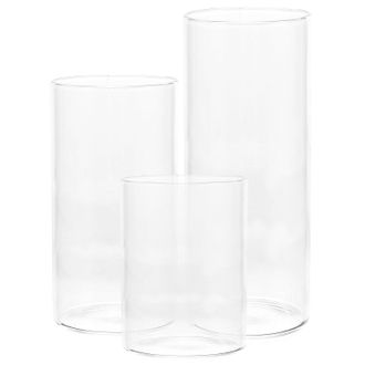 Lurrose 3 St&uuml;ck Zylindrische Kerzenhalter aus Glas Transparente Kerzenschirme f&uuml;r Wohnraum Hochzeit Party Tischdekoration Verschiedene Gr&ouml;&szlig;en