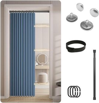 Generic Rideau Porte Accordeon, Rideaux Occultants Isolant Thermique Anti Froid avec Boucle Magn&eacute;tique en Lin &eacute;pais, Id&eacute;al pour S&eacute;parer Une Pi&egrave;ce et Prot&eacute;ger 