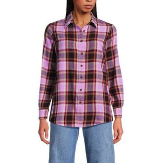 Lands End Boyfriend-Bluse aus Flanell, Damen, Größe:48-50 regular, Pink, Baumwolle, by Lands End