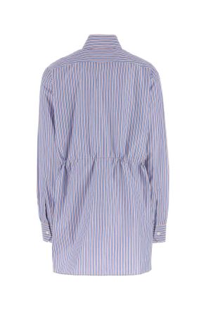 Prada Womens Striped Poplin Shirt Blue Cotton