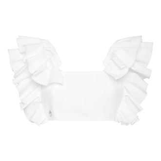 Philipp Plein Volant Cropped Top - - Tops - Damen - Wei&szlig; - XL