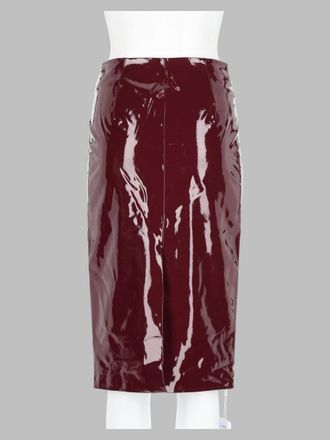 Self Portrait Faux Leather Midi Skirt - Burgundy