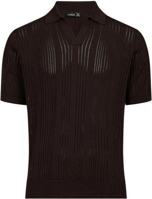 van Laack Pull col polo droit ajour&eacute; uni